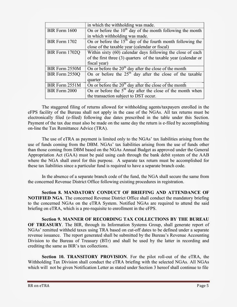 BIR RR No. 1-2013 mandated EFPS of Government Agencies ~ Philippines ...