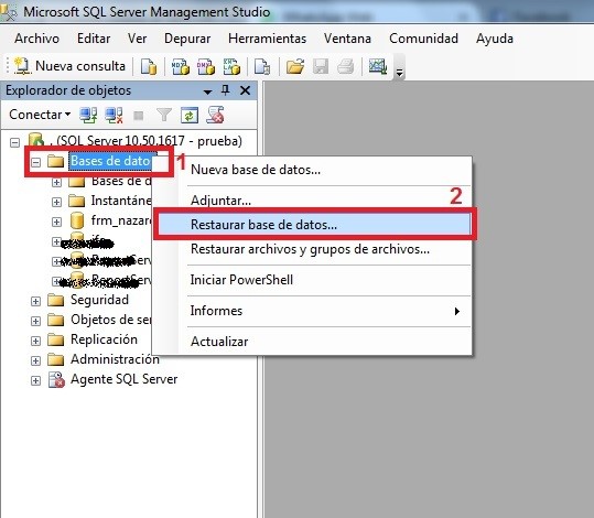 HARDWARE Y SOFTWARE: Restaurar una base de datos en nuestro SQL server.