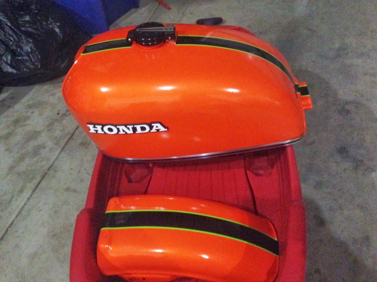 66 Auto Color: Honda '72 750 Custom Cafe Motorcycle - Eclipse Orange Paint