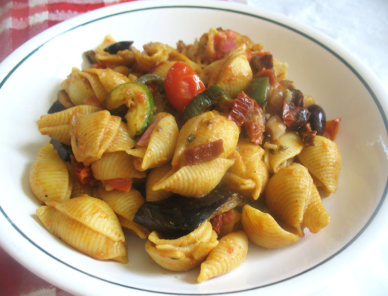Pasta Shells with Roasted Vegetables and Black Olives | Lisa's Kitchen ...