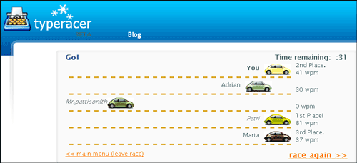 zehan place: typing race