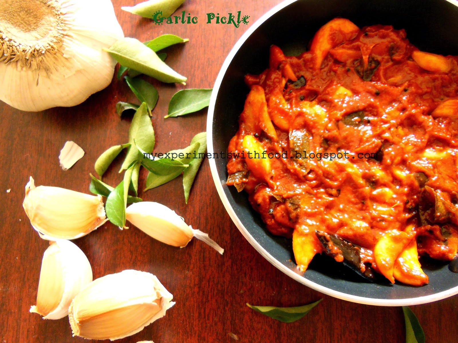 My Experiments With Food: Garlic Pickle / Veluthulli Achar