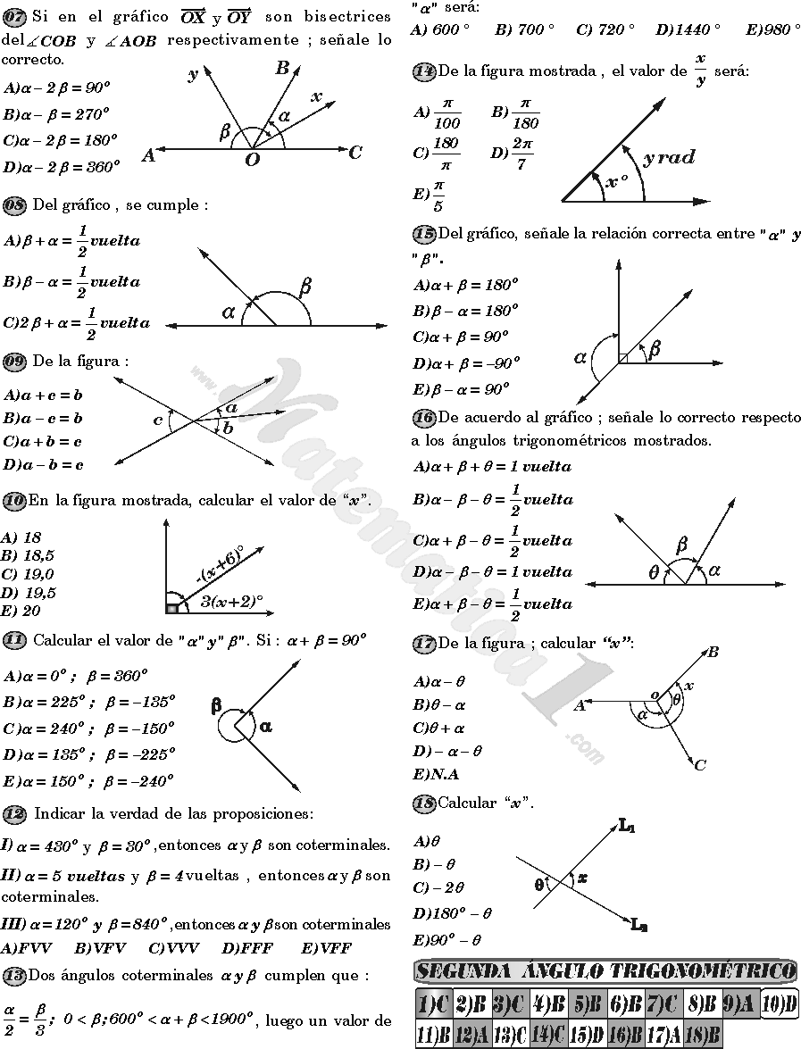ANGULO TRIGONOMETRICO PROBLEMAS RESUELTOS DE TRIGONOMETRIA NIVEL UNI