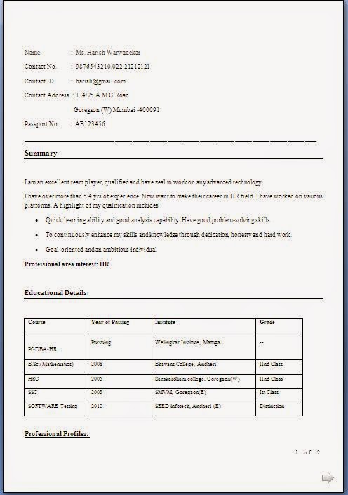 cv proforma