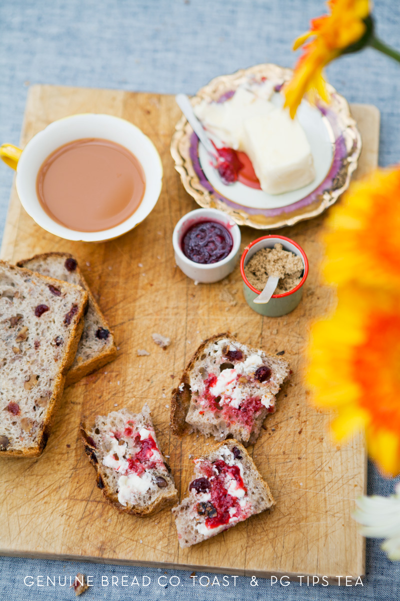 tea cup tea: GENUINE BREAD CO. TOAST & PG TIPS TEA
