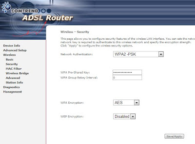 Tutorial. Cómo cambiar la encriptación wep a wpa en router comtrend ...