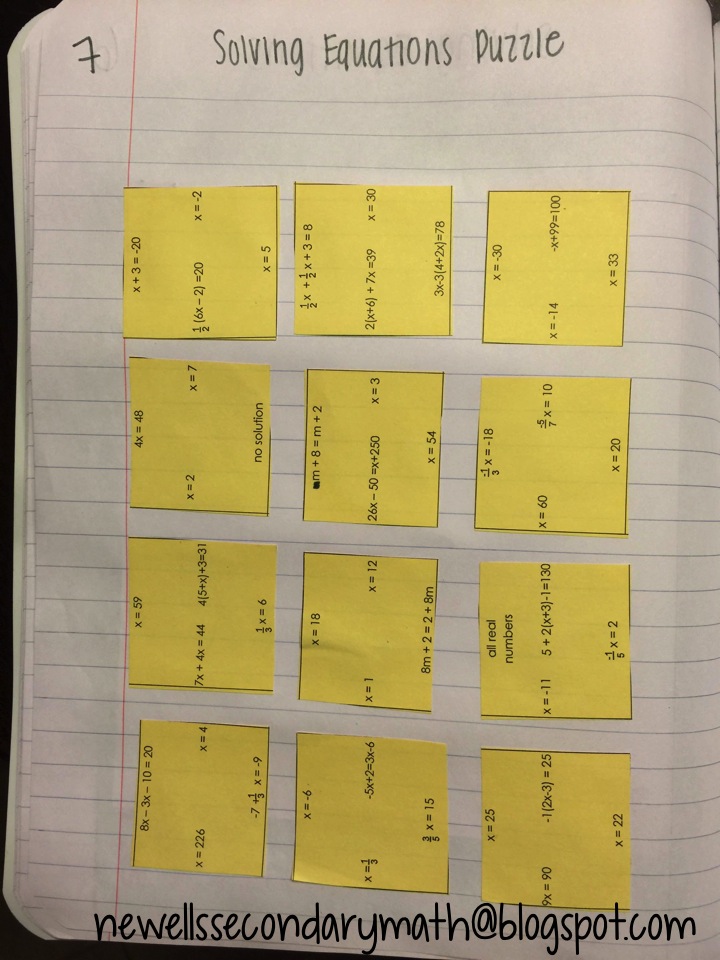 Solving Equations Flipbook | Mrs. Newell's Math