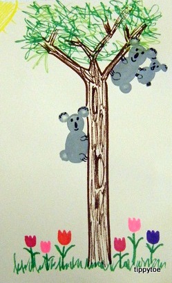 Tippytoe Crafts: Fingerprint Koalas