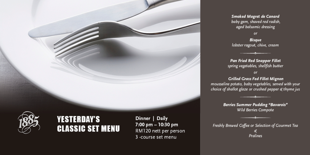 JJ IN DA HOUSE: Yesterday's Classic Set Menu @ 1885, Eastern & Oriental ...