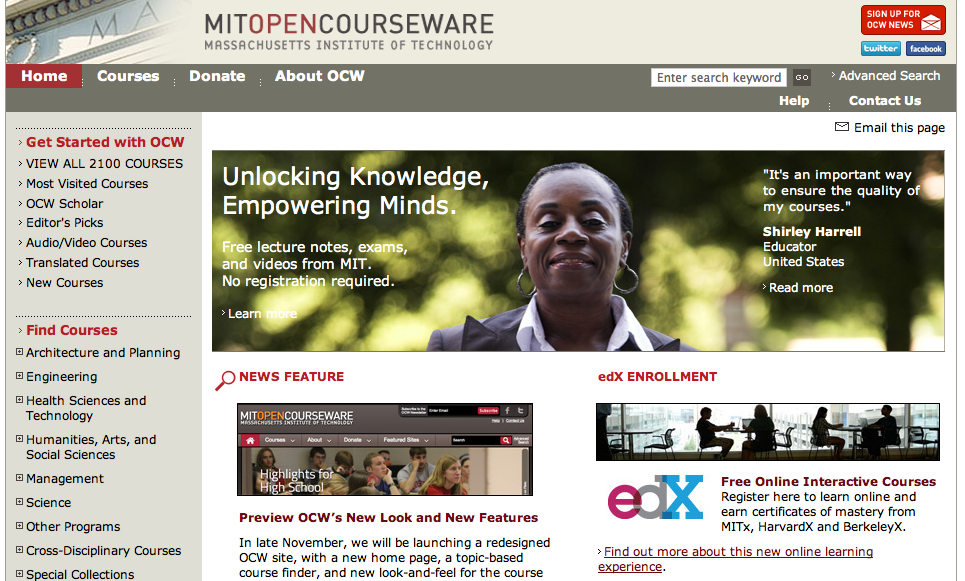 Open Course Ware (OCW )免費的課程學習網站整理