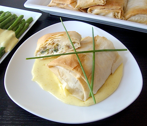 Mia's Domain: Fish In Filo Pastry With Creamy Herb Sauce