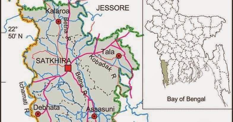 Satkhira Zila Map, Khulna Division, Bangladesh