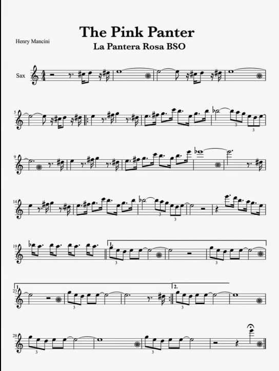 The Pink Panter - La Pantera Rosa | Partituras para Saxofon