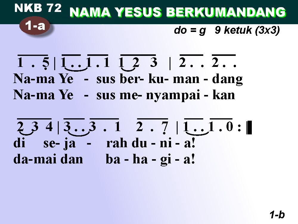 Lirik dan Not NKB 72 Nama Yesus Yang Berkumandang