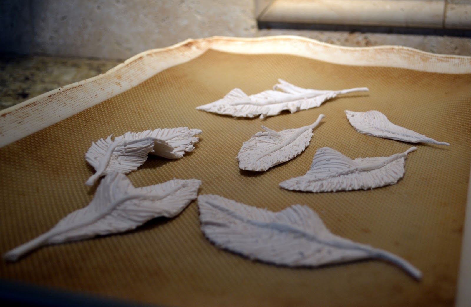 Sculpey clay feather ornament tutorial