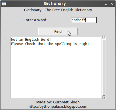 Python Palace: Gictionary - English dictionary with python (GUI)