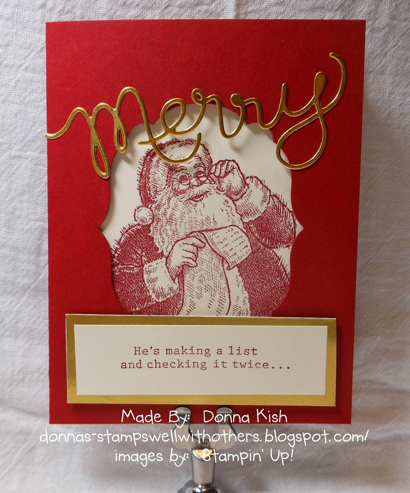 Stamps Well With Others: Label Framelit Window Card - Santa's List