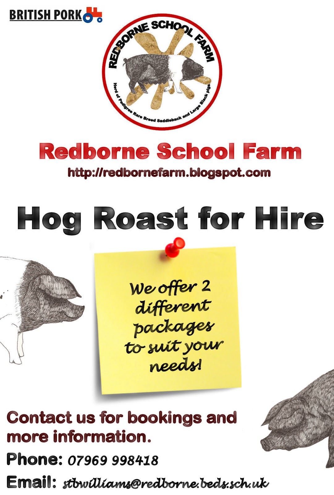 Redborne School Farm: Hog Roast for Hire - the new design.