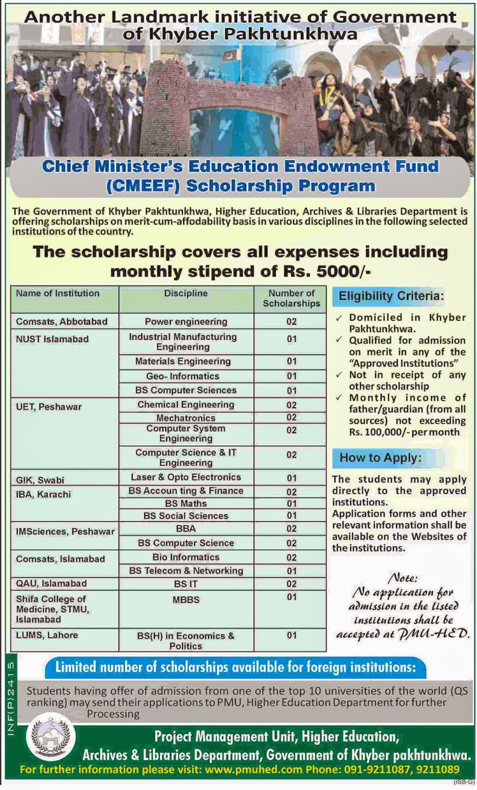 Chief Minister Educational Endowment Fund KPK Scholarship Program ...