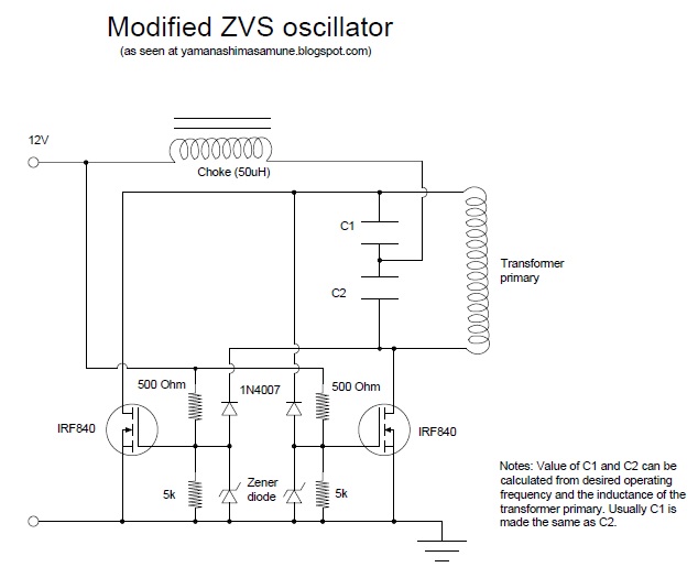 THORPNICS: Modified ZVS oscillator with centre-tapped/ double capacitors