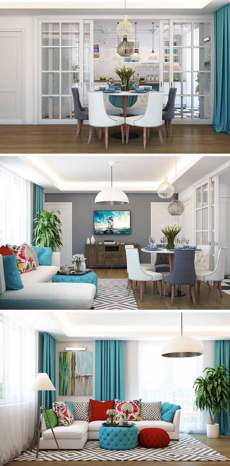Suaves Momentos: Inspiração Apartamento Azul Turquesa