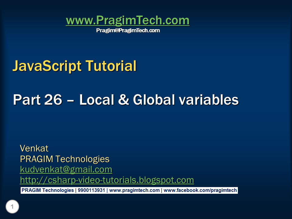 Sql Server Net And C Video Tutorial Local And Global Variables In
