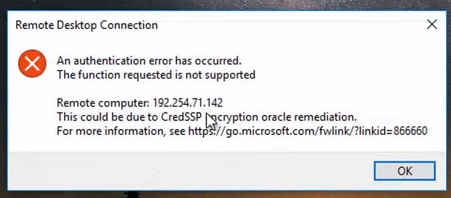 Remote Desktop Authentication Problem CredSSP Encryption Oracle ...