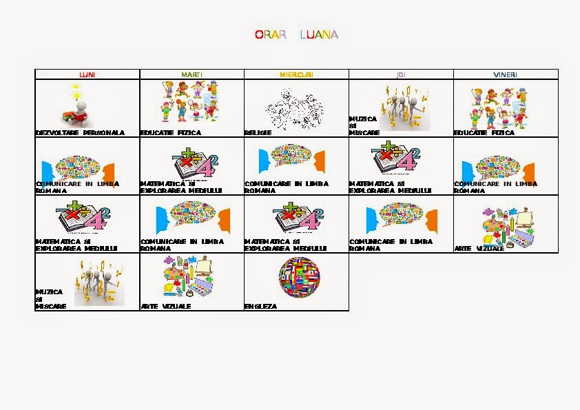 Un graunte de nisip, particule de viata: Orar cu pictograme!