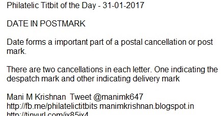 Philatelic Titbits: DATE IN POSTMARK