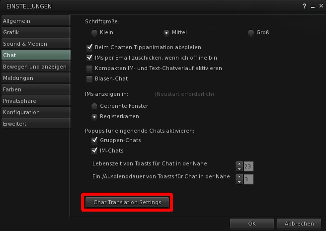 Echt Virtuell: SL-Viewer: Neue Übersetzung für lokalen Chat