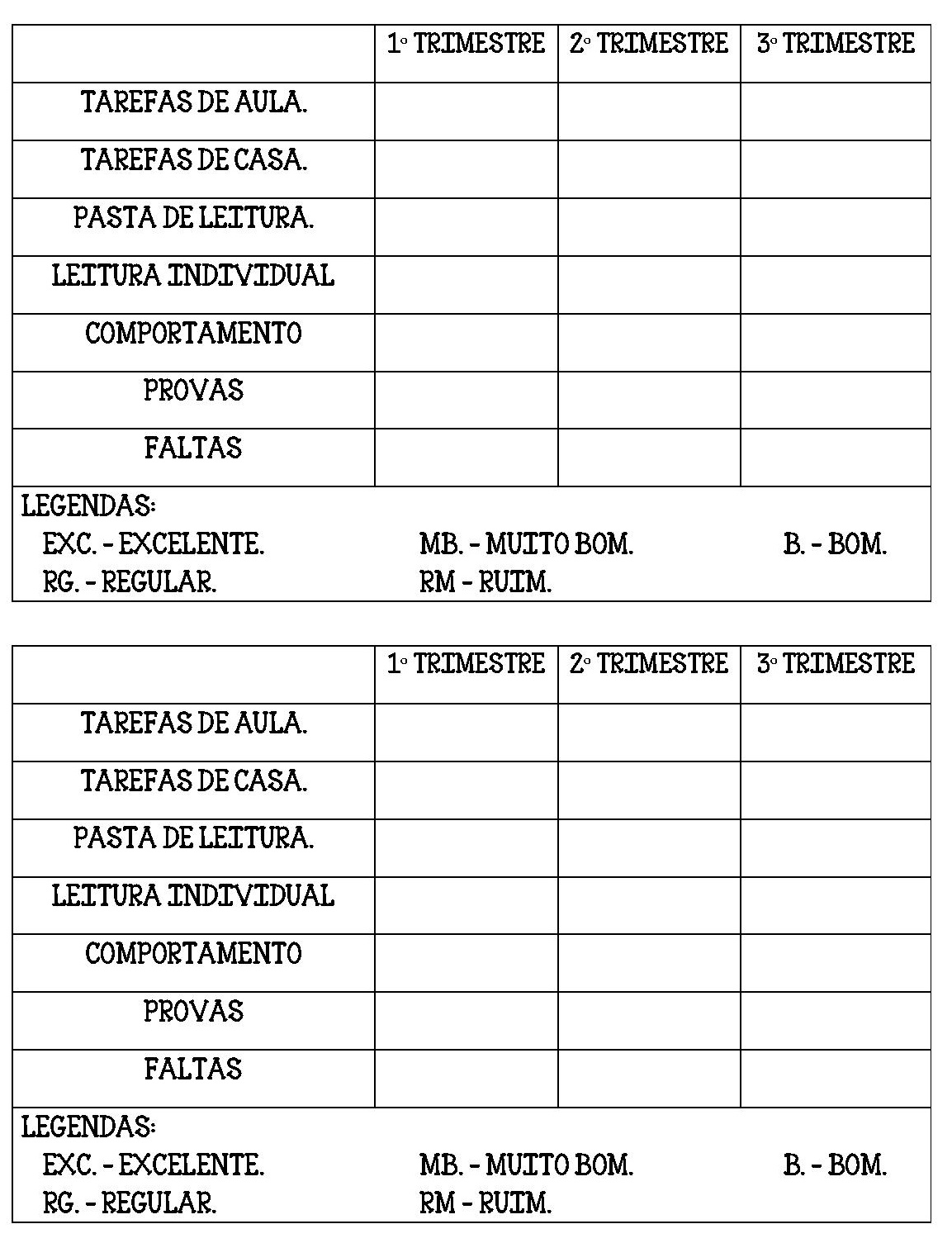 Educando com simplicidade: Boletim!!!!
