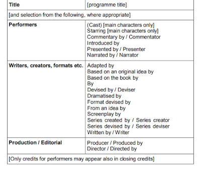 Seans A2 Media Blog: Typical Film Credits