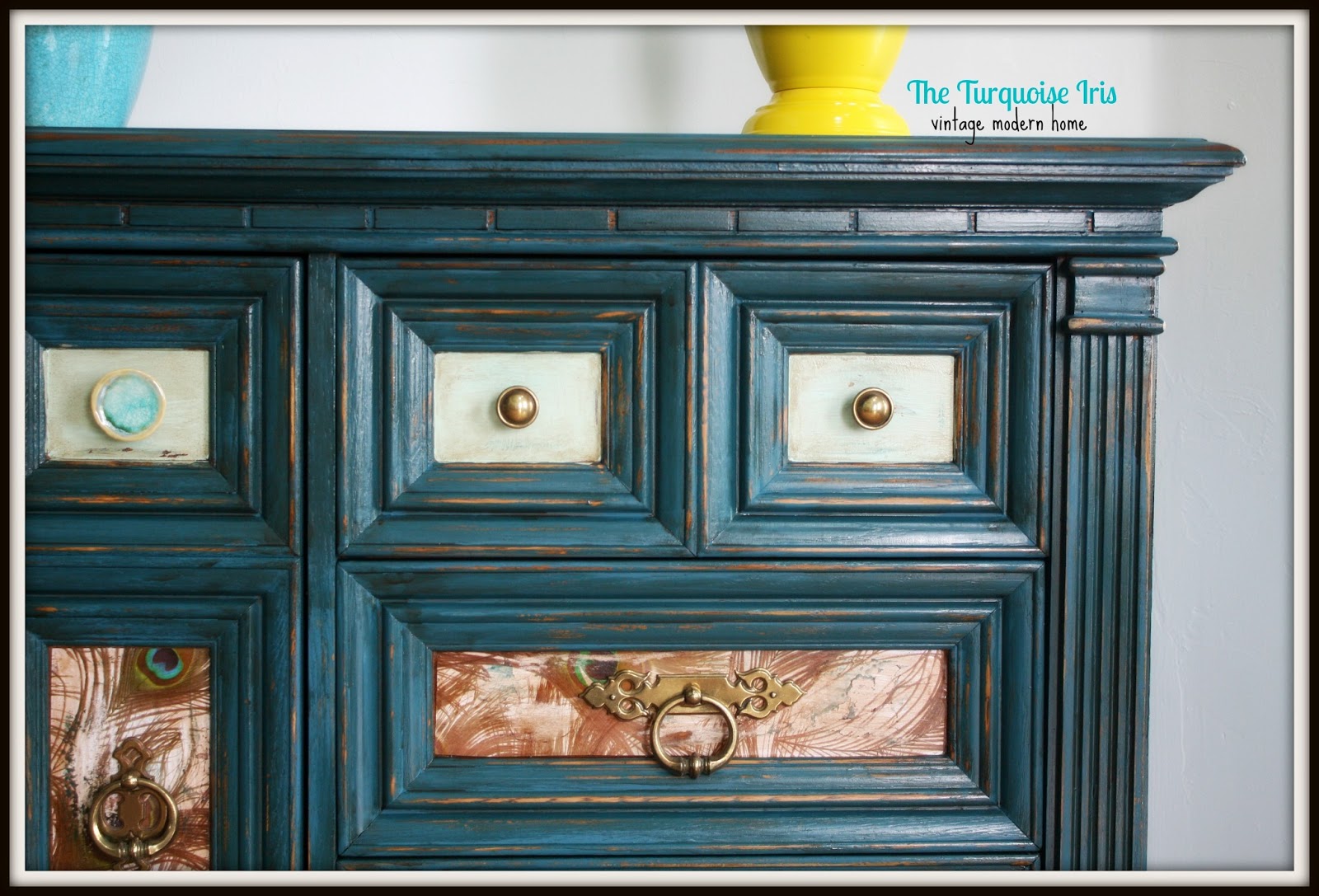 The Turquoise Iris ~ Furniture & Art: Teal Vintage Dresser / Buffet