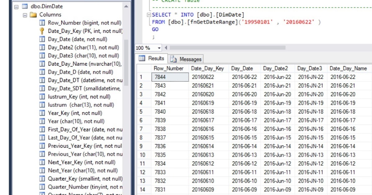 SQL Data Side Inc.: Date Dimension, DAX Script and SQL Script