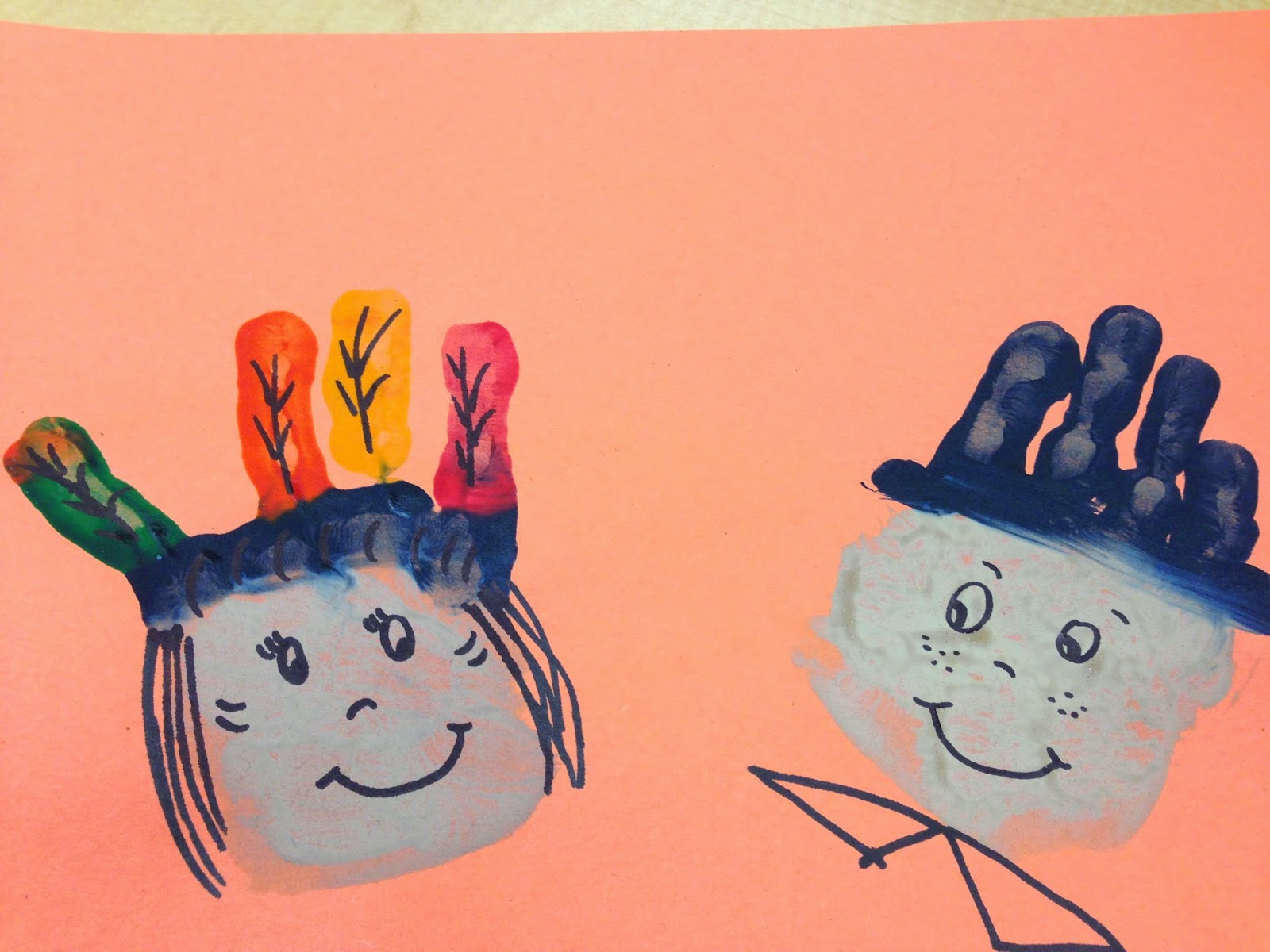 Precious Toddler: Thanksgiving - Pilgrim and Indian Handprint Art