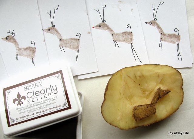 The Joy of My Life, and other things: Reindeer Potato Stamped Holiday Cards