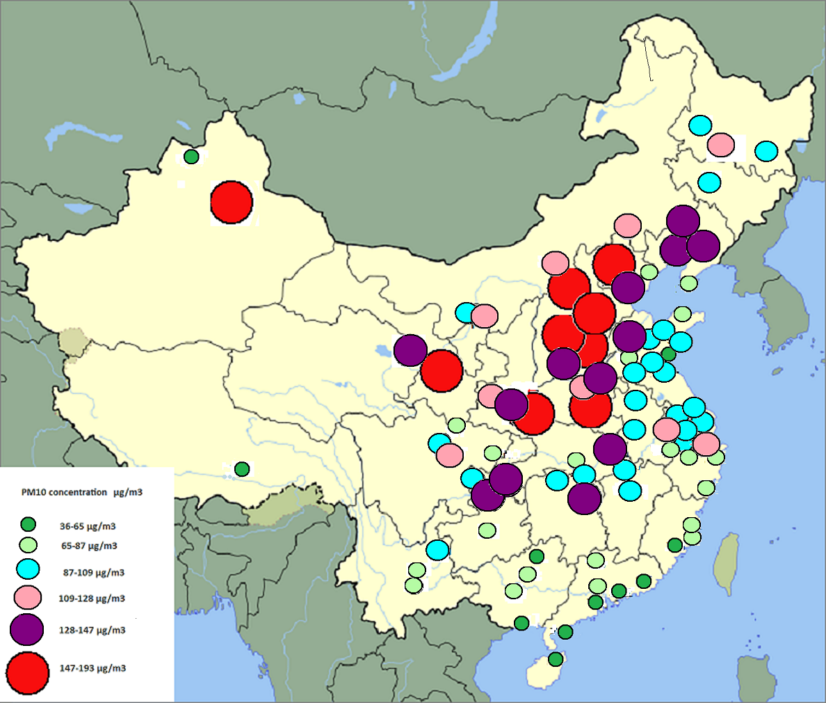 Asian Footprint Watch: Inhalable PM10 in most Chinese cities more than ...