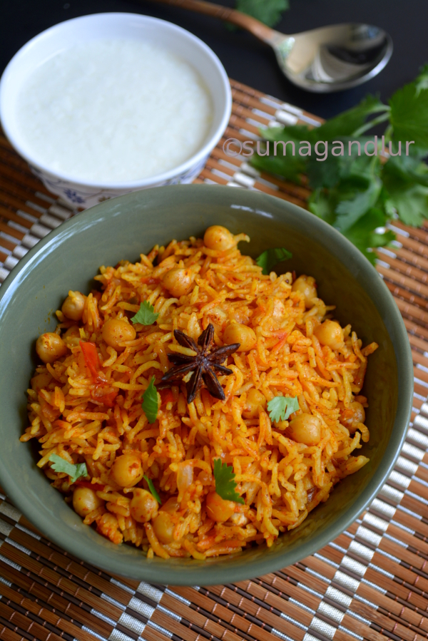 Veggie Platter: Rice Dishes ~ A for Achari Chole Pulao