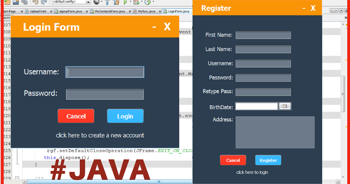 Java - Login And Register Form Design - Bahasa Pemrogaman
