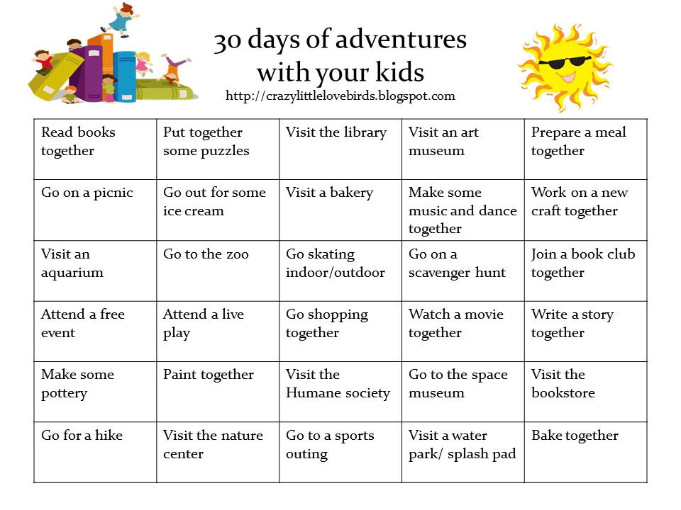 30 days of adventures with your kids.- Free printable included