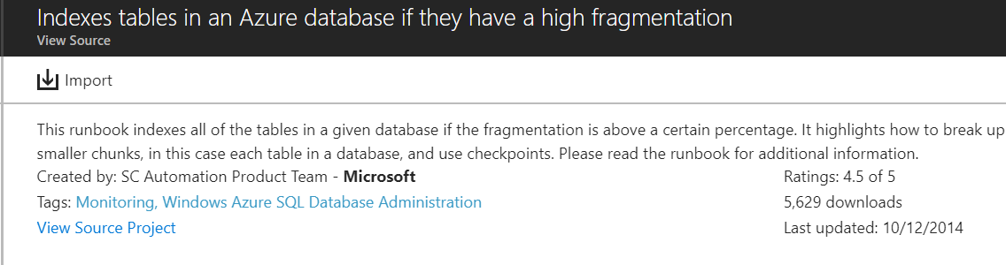 SQL Azure Index Maintenance using Azure Automation