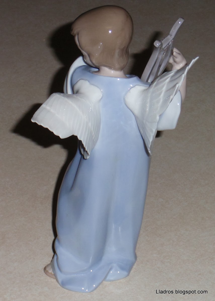 lladros: Lladro Angel Figurine With Lute / Lyre #5493 With Original Box