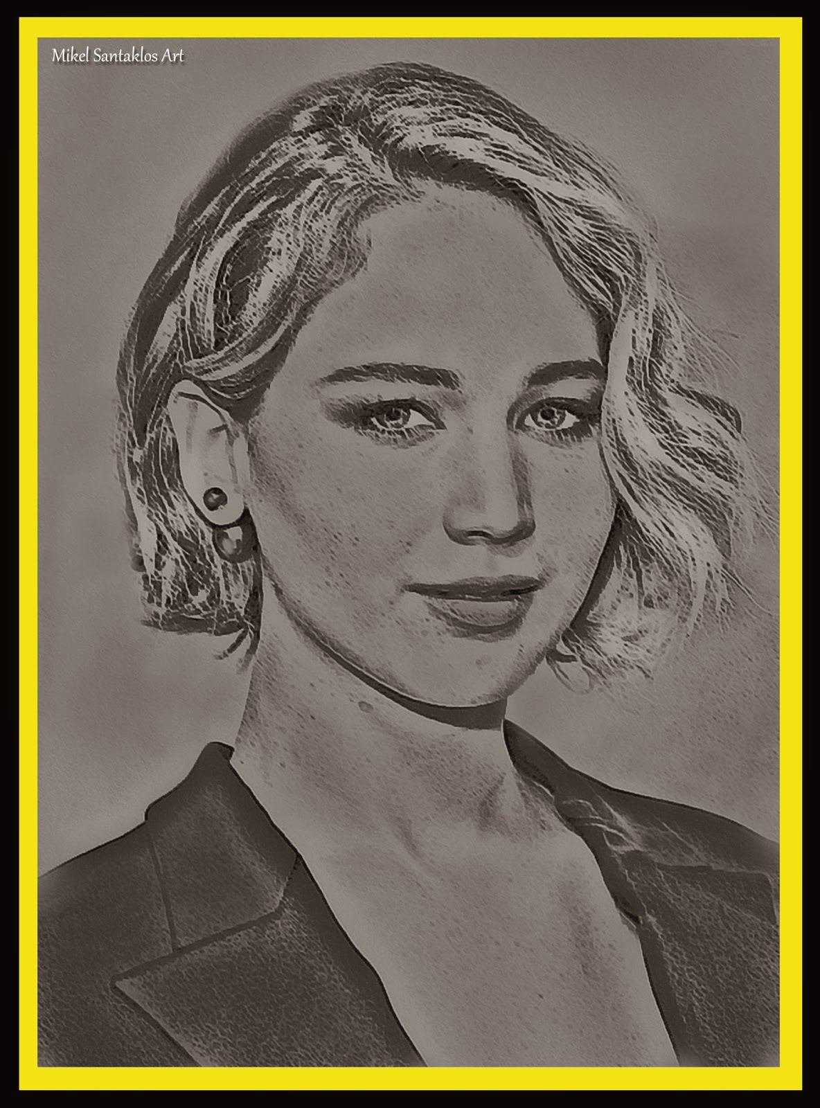 Jennifer Lawrence Portrait Drawing Artist And World