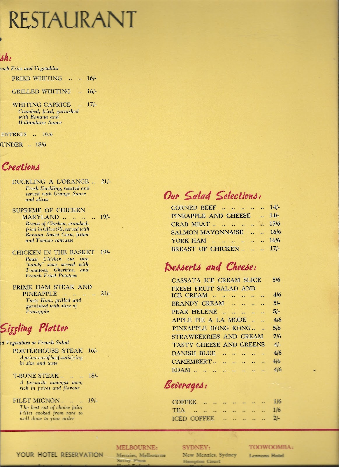 Chris Suhr's Menu Collection: Cockpit Restaurant , Essendon