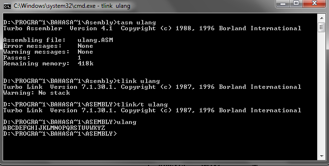 Pemrograman Bahasa Assembly (Assembler): Membuat Urutan Karakter A-Z ...