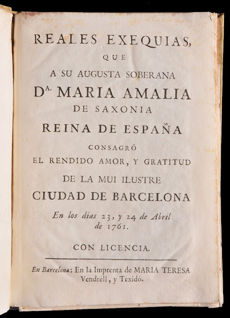 & piscolabis librorum: Les Reales exequias de la reina Maria Amalia de ...