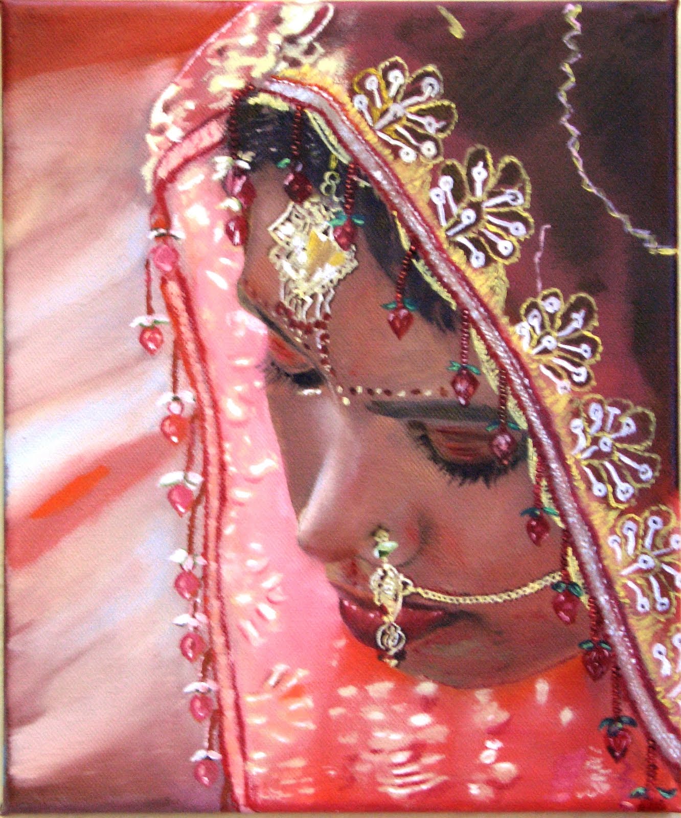 5 Rostro mujer hindú (30x25) - melqui, Porto do Son