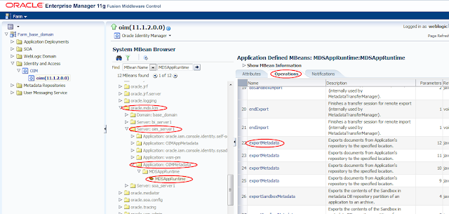 Oracle Identity Manager Academy: OIM 11g - Exporting MDS Data Using EM Console.
