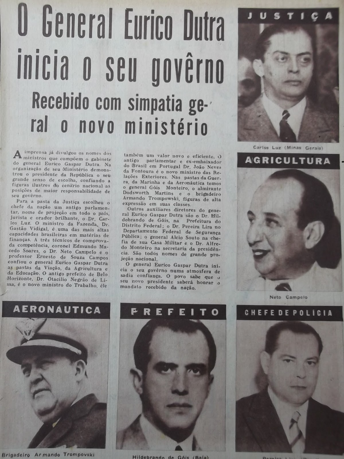 Pop Politics in Brazil: EURICO GASPAR DUTRA 1946 Presidente