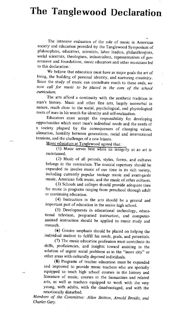 1967 Tanglewood Symposium: Declaration
